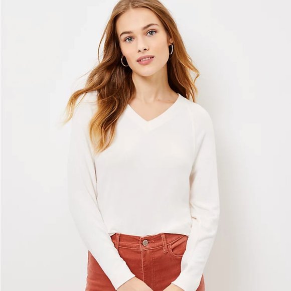 LOFT | Tops | New Loft S Cream Ivory V Neck Knit Soft Top | Poshmark